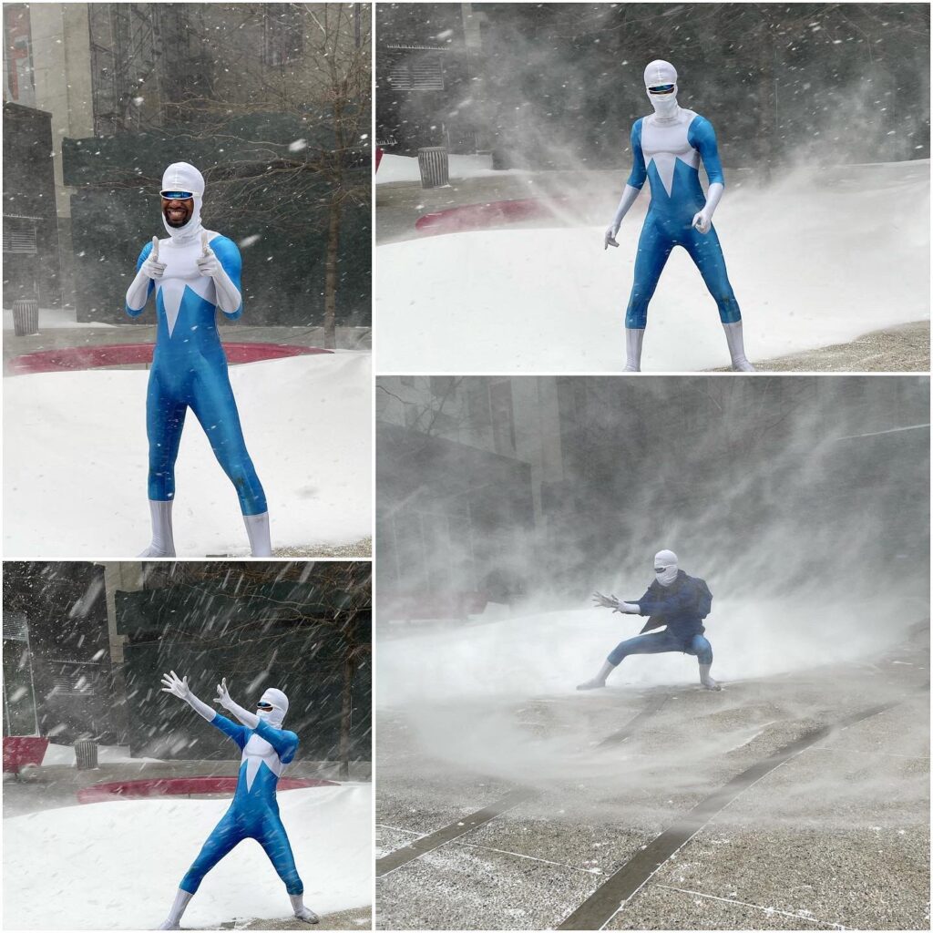 Frozone Cosplay During Snow storm - Geeky KOOL