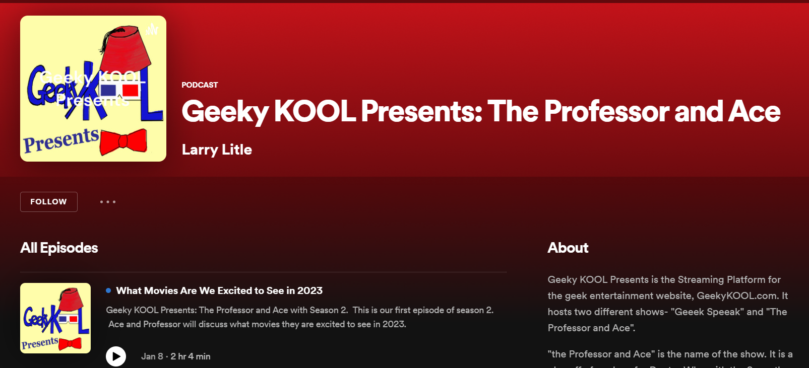 Now On Podcasts Near You- Geeky KOOL Presents: The Professor and Ace ...